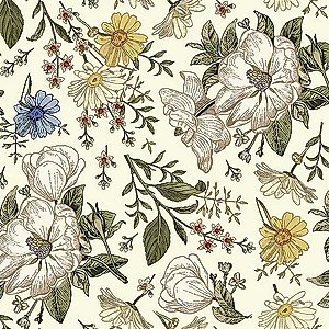 VEELIKE 17.7"×118.1" Floral Peel and Stick Wallpaper Vintage Peony Daisy Floral Wallpaper Self Adhesive Removable Floral Contact Paper Decorative Vinyl for Bedroom Walls Cabinets Shelves Nursery