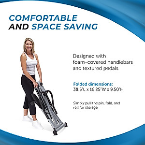 Stamina Products 40-0069 Spacemate Adjustable Folding Exercise Fitness Stepper Machine with Digital Monitor and Transport Wheels