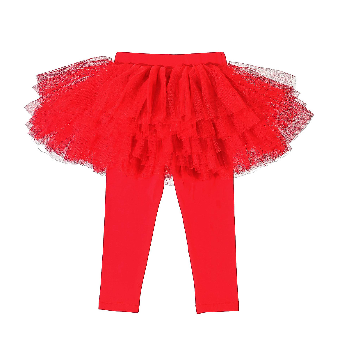elamccor Baby Toddler Girls' Tutu Leggings Tulle Ruffle Skirted Pants 2-6T Red