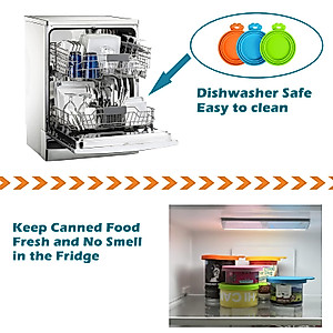 PetBonus 5 Packs Silicone Pet Can Lids, Dog Cat Food Can Cover, Universal Size Can Tops, 1 fit 3 Standard Size Food Cans, BPA Free Dishwasher Safe (Blue, Green, Orange, Pink, Yellow)