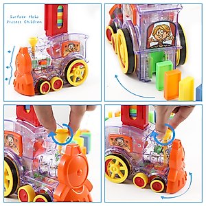Wellin 260 pcs Blocks Domino Train Toy with Bridge Set Mega Pack Domino Game for 3-12 Years Old Boys Building Blocks Stacking Tile Games (260 pcs Domino Train with Bridge Set)