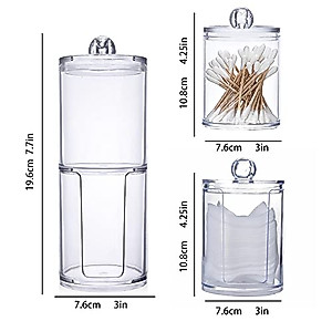 oAutoSjy 1pcs Qtip Holder Dispenser Clear Plastic Storage Container with Lid for Cotton Ball Cotton Swab Round Cotton Pads Floss Small Restroom Bathroom Storage Organizer Apothecary Jar Organizer