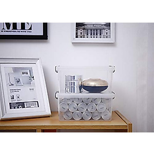 Citylife 1.3 QT 10 Pack Small Storage Bins Plastic Storage Container Stackable Box with Lids for Organizing, Clear White