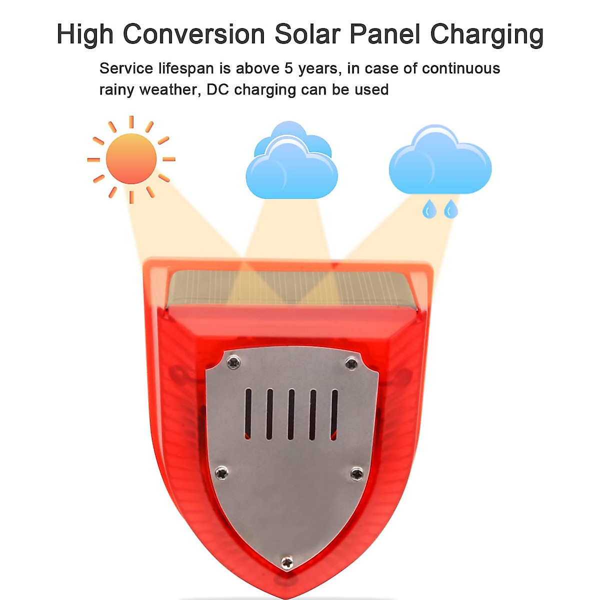 Burglar/Anti-Intrusion Trip Alarm, Solar Outdoor Indoor Sound and Light Siren, 129dB DIY Home/Camping/Portable Security Alarm for Deter intruders, Security Arming,etc. 328 Ft Pull Wire Magnetic Switch