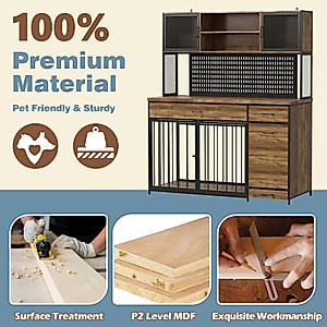MOOLIVE Large Dog Crate Furniture with Storage, Wooden Dog Crates Kennel Furniture Kitchen Pantry Laundry Garage Storage Cabinet with Drawers, Storage Shelves for Small, Medium and Large Dog