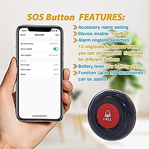 WiFi Smart Wireless Caregiver Pager Call Button System Medical Alert System Fall Alert Device for Elderly Patient Seniors Disabled 2 SOS Panic Button 1 Receiver(only Supports 2.4GHz Wi-Fi)
