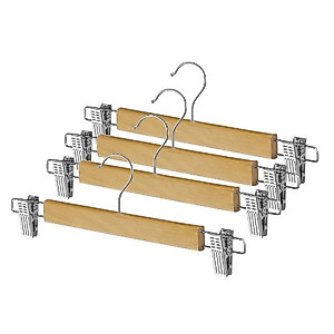 Whitmor Grade A Wood Clip Skirt Hanger (Set of 4) Brown