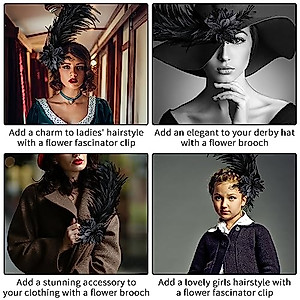 WLLHYF Women's 1920s Feather Fascinator Headband, Fascinators Hat for Women Tea Party Flower Headpiece Gatsby Derby Hat (black)