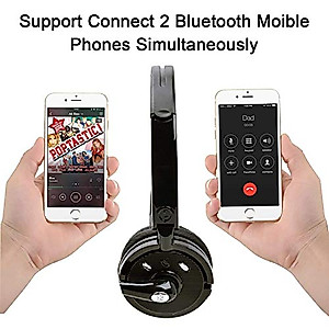 suily Bluetooth Headphones Cellphone Headset with Mic, Over Head Wireless Headphone, Noise Cancellation On-Ear Office Bluetooth Headset Earpiece for Cell Phone, Truck Driver, Office Call Center, Skype