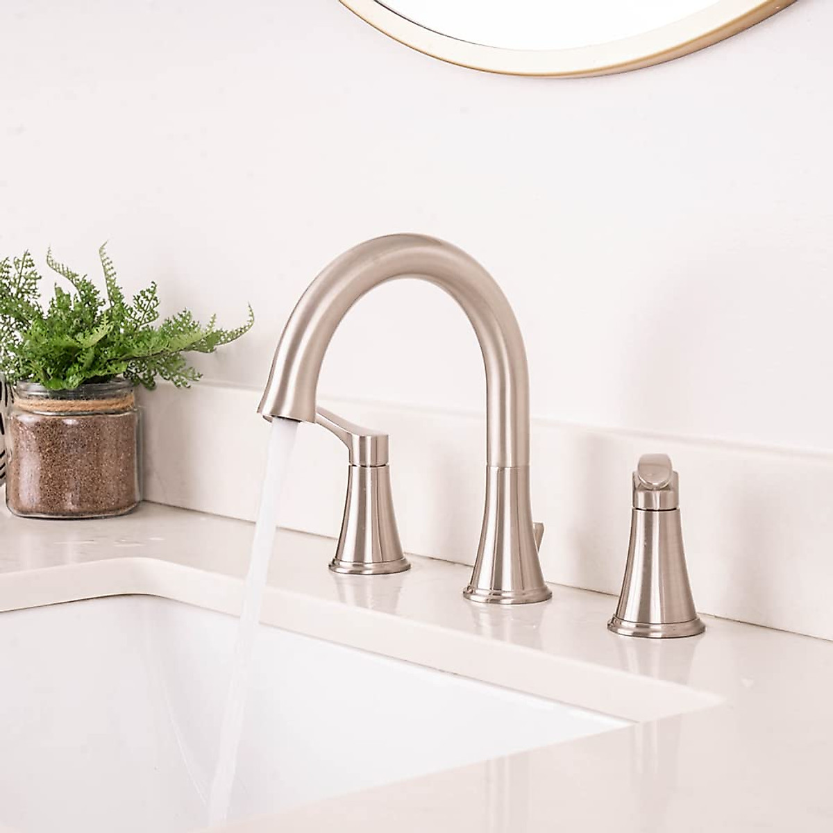 EZ-FLO Bathroom Faucet, Widespread Lavatory Sink Faucet with 2 Handles, Brushed Nickel, 10715