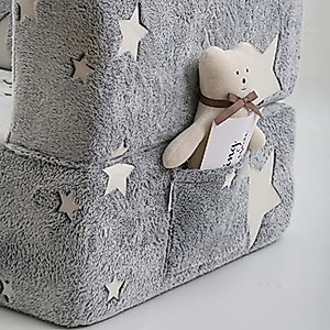 MeMoreCool Kids Couch Toddler Sofa, Star GlowSofa 3 in 1 Fold Out Kids Sofa, Modular Toddler Couch for Boys, Children Convertible Plush Sofa Play Set and Sofa Bed