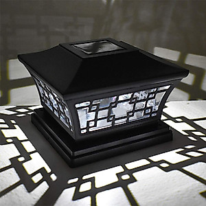 iGlow 8 Pack Japanese Style Vintage Bronze 6 x 6 Solar Post Light SMD LED Deck Cap Square Fence Outdoor Garden Landscape PVC Vinyl Wood