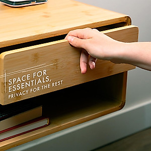 Comfify Modern Floating Nightstand with Drawer – Small, Compact, Minimalist Bamboo Wall-Mount Bedside Shelf, – Midcentury Design, Easy Installation, Clear Instructions - Warm Bamboo Finish