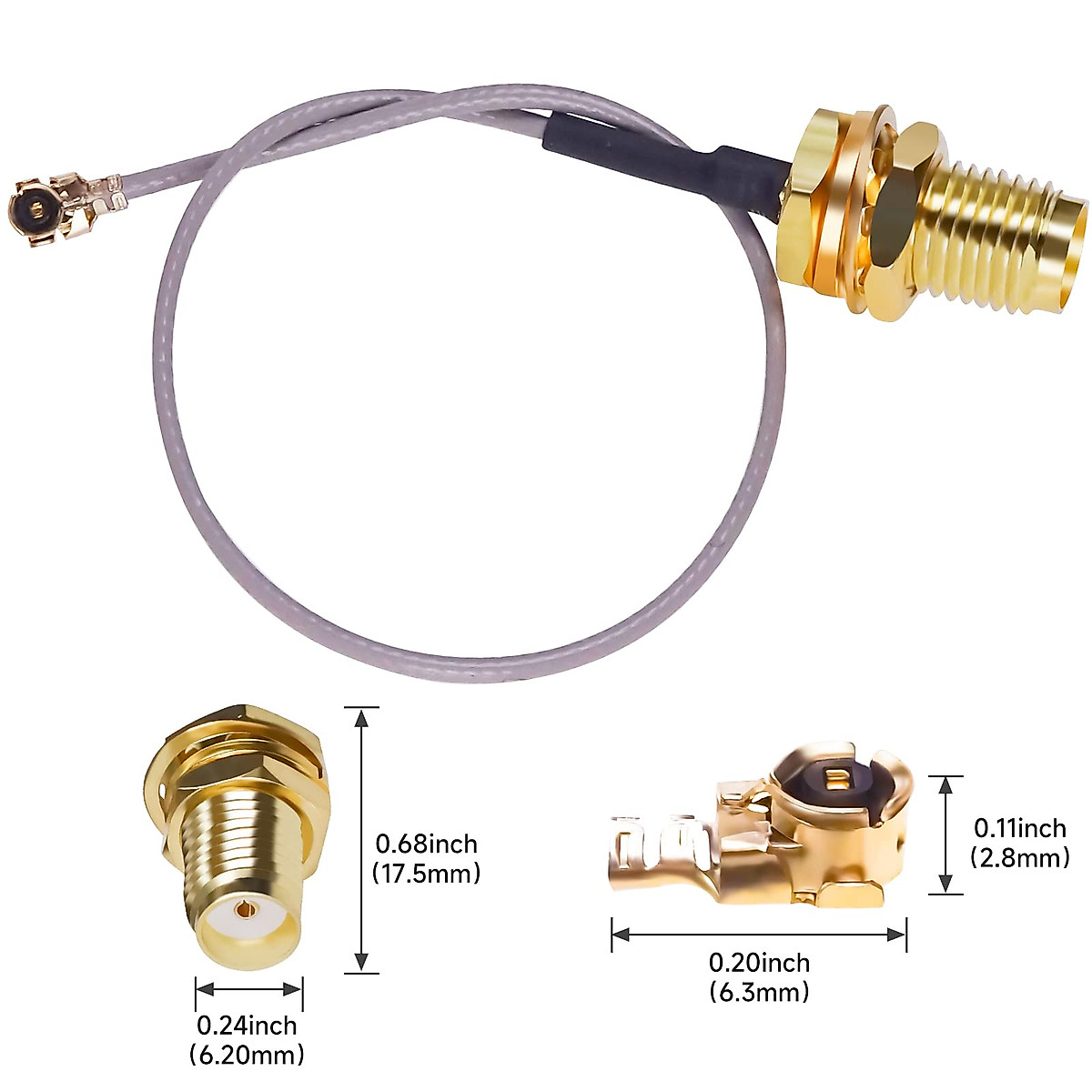 Goupchn U.FL/IPEX/IPX to SMA Female Bulkhead Pigtail Antenna Cable 5 Pack 15cm/5.9" Low Loss Coaxial Cable for Wireless Routers, Mini PCIe Cards, Network Extension, WiFi WAN Repeater
