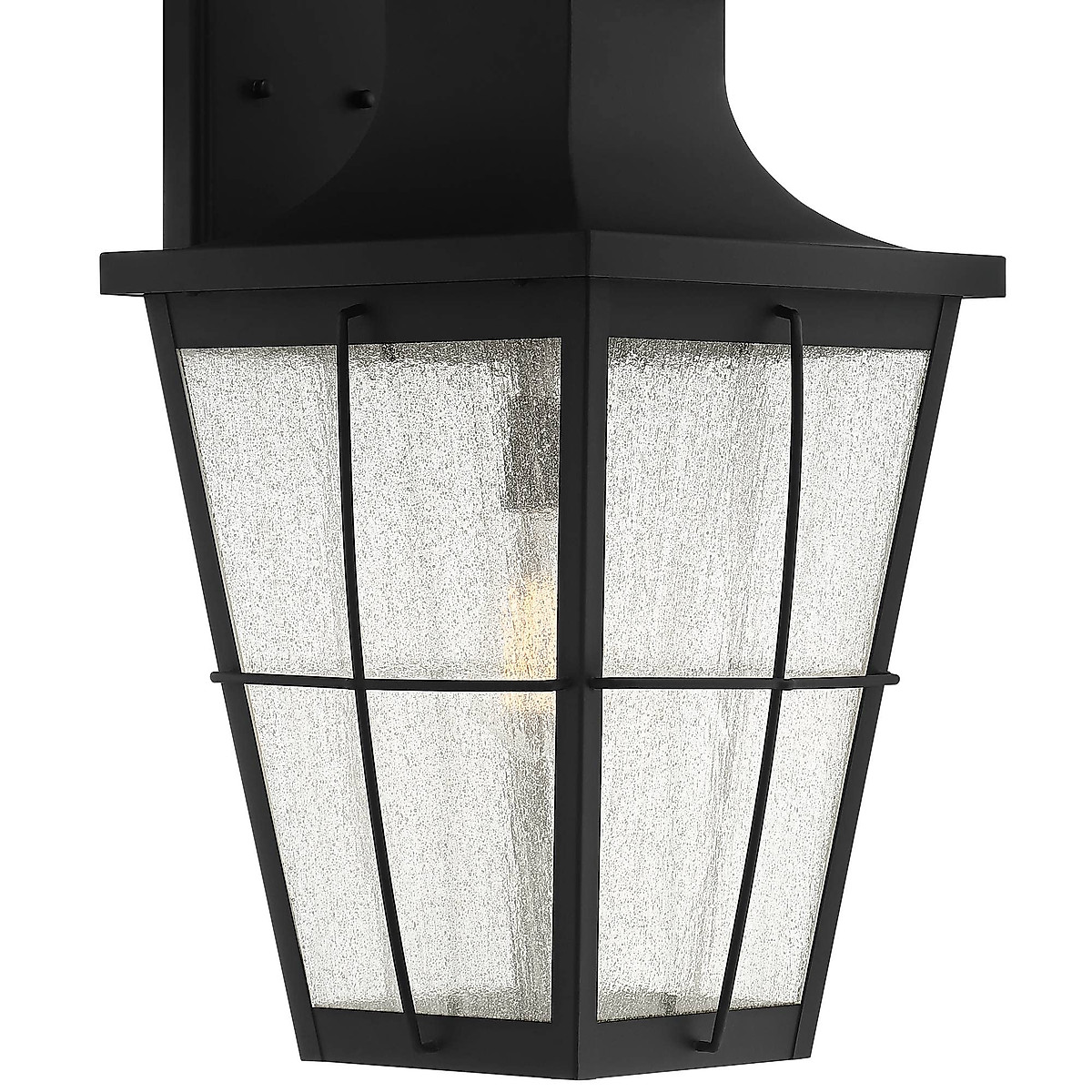 Phia Modern Industrial Outdoor Wall Light Fixture Rich Black Metal 23 1/4" Clear Seeded Glass for Exterior House Porch Patio Outside Deck Garage Yard Front Door Garden Home - John Timberland