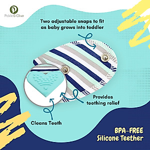 Pickle & Olive Baby Bandana Teething Bibs with Attached Teether - Set Of 4 - Orange Fox