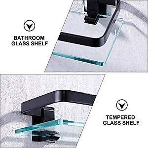 Cabilock Bathroom Glass Shelf Floating Wall Mounted Shower Organizer Cosmetic Toiletries Storage Holder for Kitchen Bathroom
