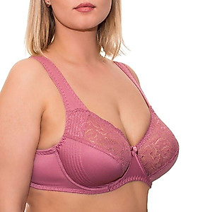 2-Pack Wide Strap Bra Plus Size Full Coverage Underwire Support Panels 34 36 38 40 42 44 / C D E F G H I J (40H, Lavender/Dusty Pink)