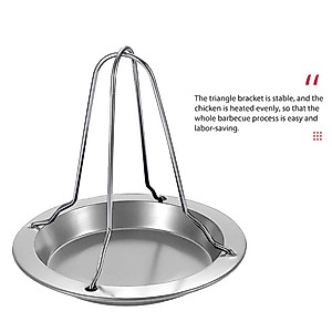 Wusteg Chicken Roasting Rack with Non-Stick Grill Pan Sturdy Stainless Steel Poultry Turkey Holder Vertical Roaster Pan Duck Holder Grill Stand Roasting for Home & Camping Oven, BBQ Cooking