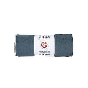 Manduka eQua Yoga Mat Towel - Quick Drying Microfiber, Lightweight, Easy for Travel, Use in Hot Yoga, Vinyasa and Power, 72 Inch (182cm), Sage Green