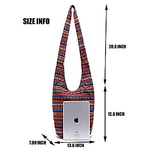 Humsato Ethnic Hippie Bag, Linen Boho Style Hobo Bags For Women, Hippie Shoulder Bags, Crossbody Bag, Boho Purse