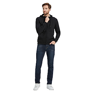 cocoFleur Men's Fashion Sweatshirt Cotton Comfy Hooded Sweatshirt With Pocket Soft Hoodie Sweatshirts For Men Full Zip Black