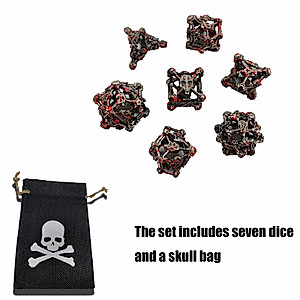 Metal DND Dice Set Polyhedral Dice Set Dungeons and Dragons Dice MTG RPG Role Playing D&D Games Dice Pathfinder Shadowrun D N D Skull Dice D20 D12 D10 D8 D6 D4, bloodstain