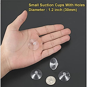 LuluEasy 100 Pieces 1.2 inch Small Suction Cups with Holes Clear Plastic Sucker for Hanging Crafts, Plush Dolls, Festivals Parties Theme Carnival Decoration Aquarium Thematic Ornaments