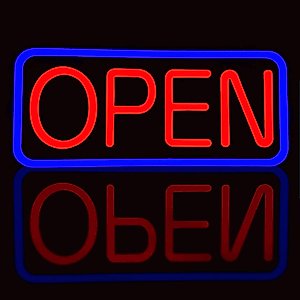 BritTech 21'' X 10'' Ultra Bright LED Neon Open Sign - Remote Controlled - Get Your Business Seen Day or Night(21'' X 10'' Blue/Red)