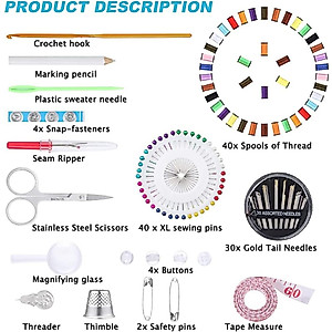 LUbrel Mini Travel Sewing Kit,128pcs Sewing Kits DIY Multi-Function Box Set Thread Stitches Knitting Needles Tools Embroidery Accessories