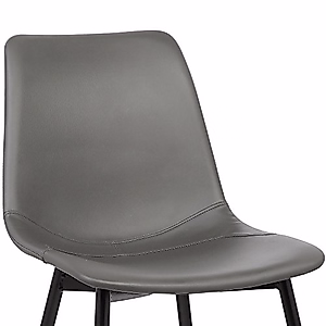 Armen Living Monte Mid Century Modern Dining Accent Chair for Table Kitchen Desk Vanity in Charcoal Gray Faux Leather with Black Metal Legs
