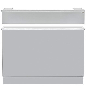 Reception Desk LED Lighted Reception Area Counter LANGARA in Silver Grey