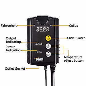 iPower Warm Hydroponic Seedling Heat Mat and Digital Thermostat Combo Set for Seed Germination, 20" x 20" & Control, Black