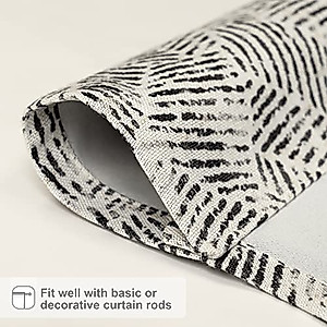 DriftAway Farmhouse Double Layer Linen Blackout Tie Up Curtains Thermal Insulated Striped Fully Lined Balloon Roman Shade Bathroom Window Adjustable Rod Pocket 45 Inch by 63 Inch Roman Black