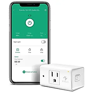 Smart Plug by Etekcity, Works with Alexa and Google Home, 15A/1800W, WiFi Energy Monitoring Outlet with Automatic Night Light, No Hub Required, ETL Listed, White (Upgraded Version)