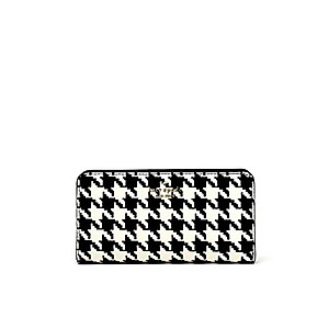 Kate Spade Darcy Large Slim Bifold Wallet Houndstooth in Black Multi