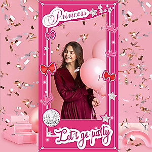 Pink Girls Birthday Decorations Hot Pink Photo Booth Props Let’s Go Girls Bachelorette Party Decor for Birthday Bridal Shower Pink Party Supplies