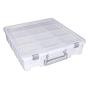 AB Designs 6965ABD Super Satchel with 9 Small Bins Inside, Stackable Home Storage Organization Container, Clear with Sliver Latches and Handle