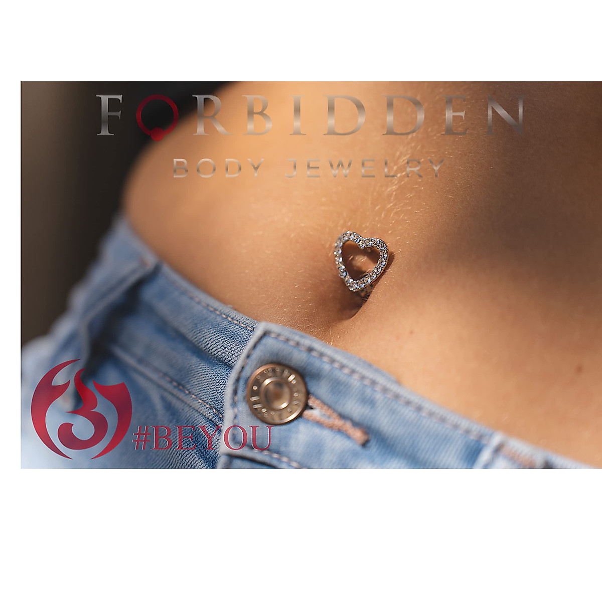 Forbidden Body Jewelry Belly Button Rings Pave CZ Crystal Heart Reverse Hinged Top Down Belly Rings Surgical Steel 14G