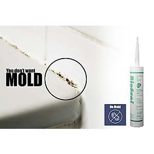 Clear BioSeal 100% Silicone Sealant Caulk Kitchen and Bath Grade, Waterproof and Low Odor 10.1 Ounce Cartridge, Clear, (Pack of 10)