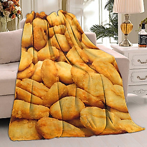 Golden Chicken Nuggets Throw Blanket Flannel Fleece Air Conditioning Quilt Best Gift Lightweight Cozy Plush Blanket for Sofa Chair Bedroom M 60"x50" for Teens