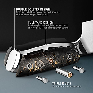 hecef 8 Inch Damascus Steel Chef Knife, Ultra Sharp Professional Kitchen Knife with High Carbon 67 Layers Stainless Steel Ladder Pattern Blade