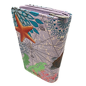 Shag Wear Sea Turtle Large Animal Wallet for Women and Teen Girls Vegan Faux Leather 7" Light Purple