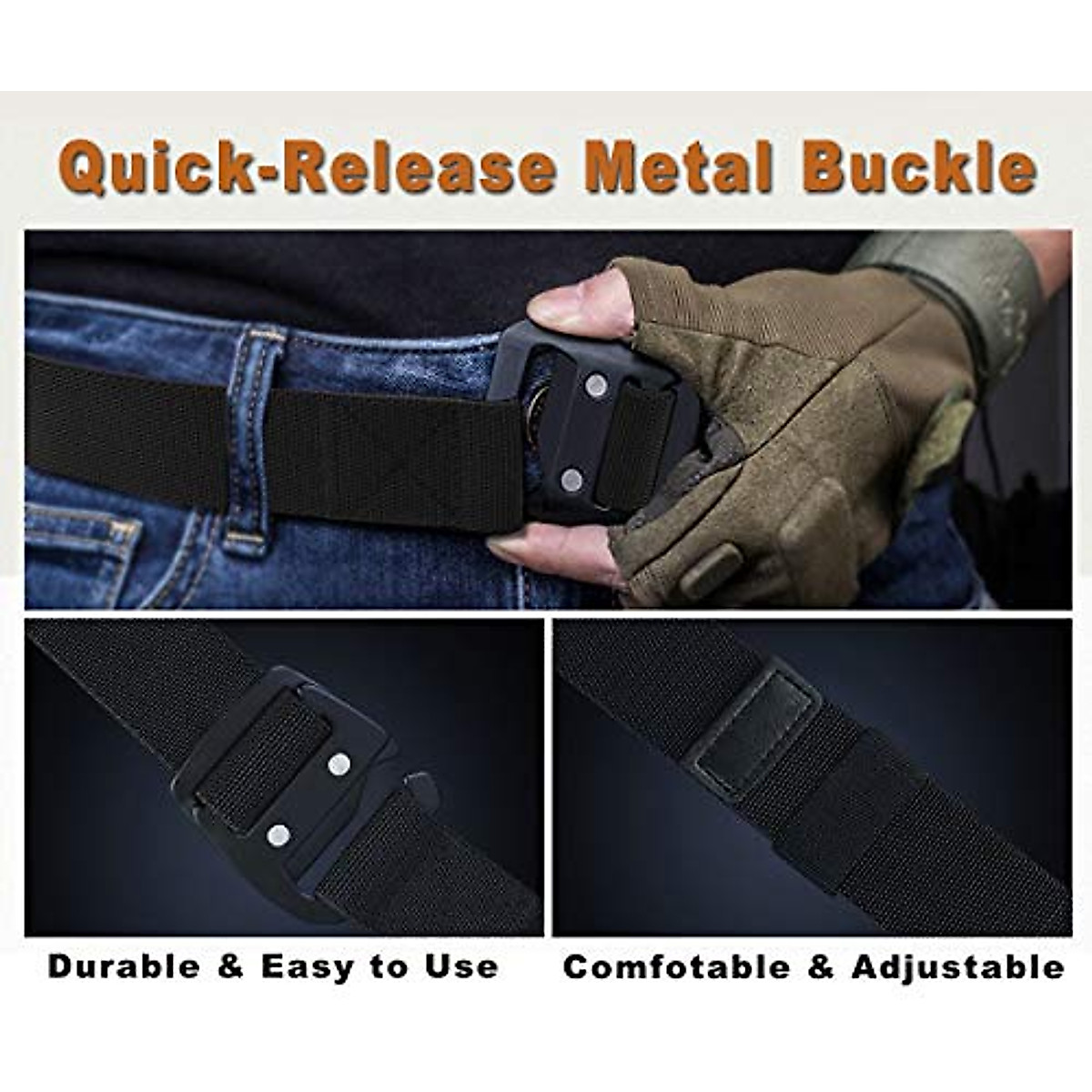 WYuZe Mens Tactical Belt Military Elastic Stretch Duty Riggers Belt Metal Buckle