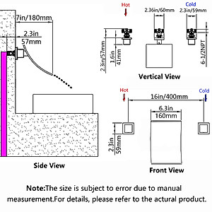 DOLGABA Wall Mount Bathroom Faucet Waterfall Bathroom Sink Faucet with 2 Handles, Widespread 3 Holes Wall Mounted Faucet for Vanity Vessel, Brushed Nickel