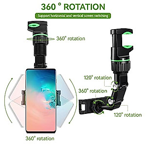WIESSOC Rearview Mirror Phone Holder for Car, 360° Rotating Car Phone Holder Mount, Universal Cell Phone Holder, Cell Phone Automobile Cradles and GPS Holder