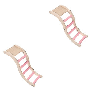 2pcs Bird Wooden Ladder Parrot Cage Ladder Parrot Wooden Ladder Budgerigar Wooden Ladder Pet Small Ladder Creative Parrot Ladder Grinding Claw Bird Ladder Claw Grinding Ladder Toy