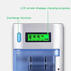 BONAI LCD Universal Battery Charger - Discharge Function - for Ni-MH Ni-CD AA, AAA, C, D, 9V Rechargeable Batteries with Rechargeable AA Batteries 2800mAh 1.2V Low Self Discharge (Pack of 8)