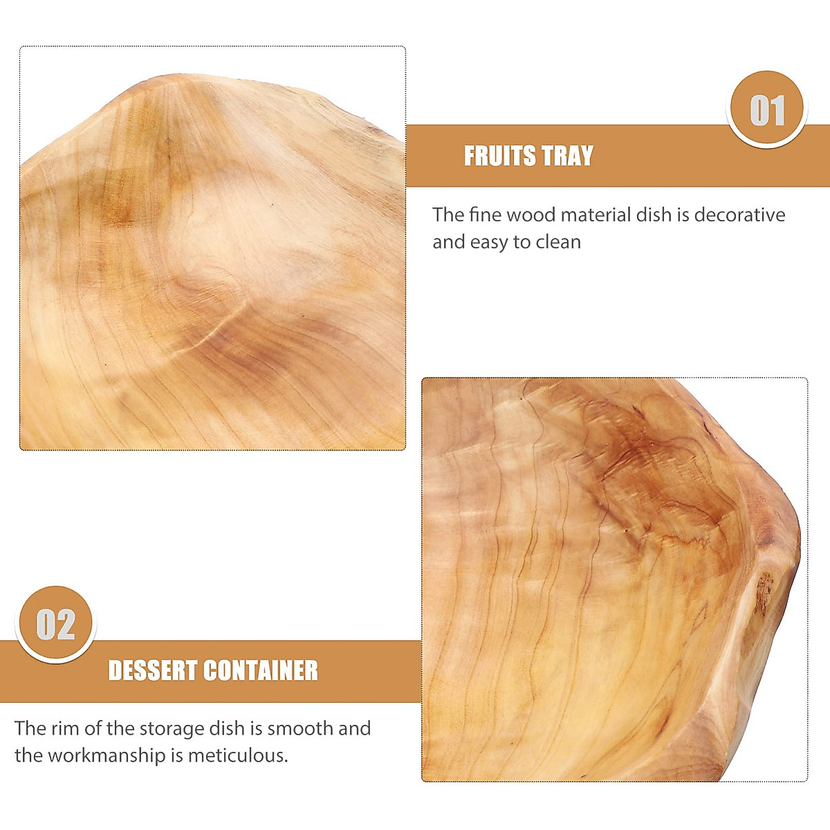 Happyyami Wooden Bowl Storage Root Wood: Crafts Bowl Fruit Salad Serving Bowls Random Shape