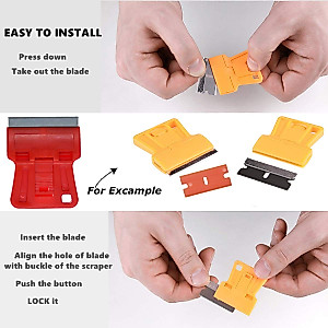 Wekoil 1.5 inches High Visibility Mini Razor Blade Scraper Glass Scraper Red Paint Window Scraper with 5 Metal Scraper Razor Blades 5 Dual Plastic Double Edge Razor Blades Removing Decal Stickers